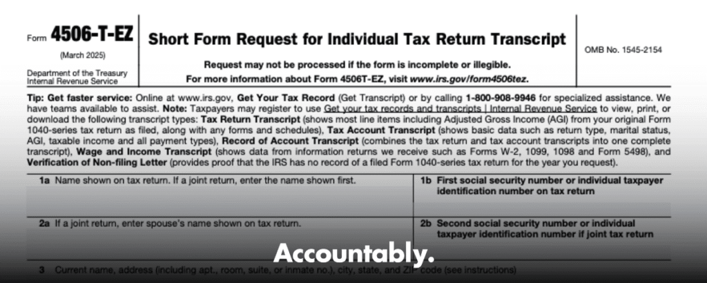 Form 4506-T-EZ - Request IRS 1040 Transcript, 4506-C vs 4506-T ...