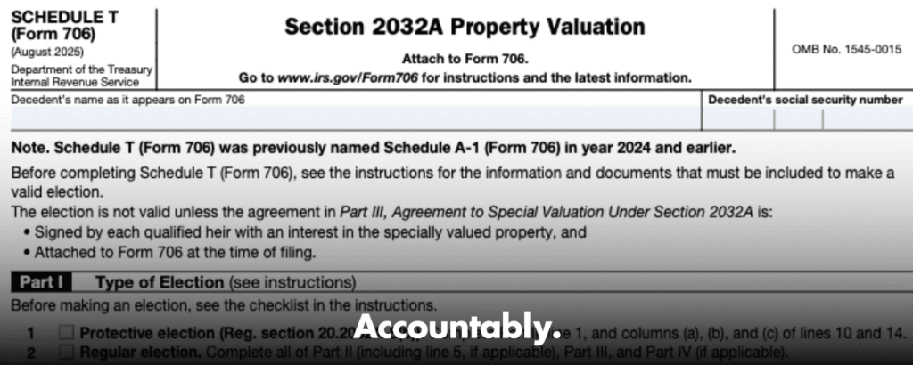 Form 706 Schedule T - GST, Special‑Use Valuation Guide – Accountably.com