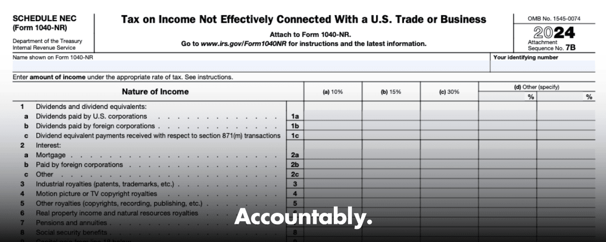 Form 1040‑NR Schedule NEC - nonresident FDAP income guide – Accountably.com