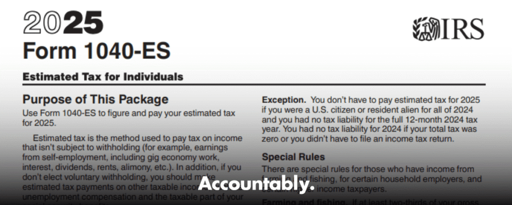 Form 1040-ES - How to Calculate and Pay Quarterly Taxes – Accountably.com