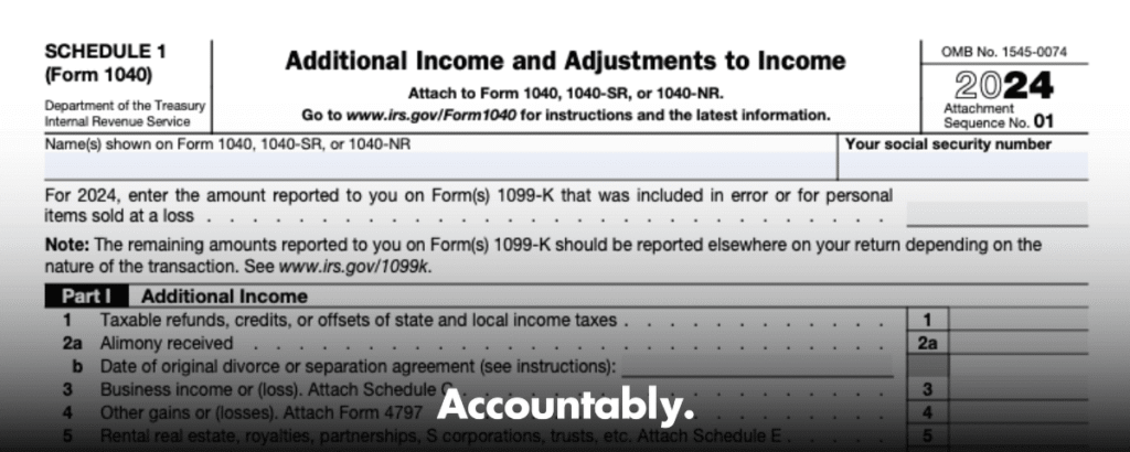 Form 1040 Schedule 1 - Additional Income & Adjustments – Accountably.com