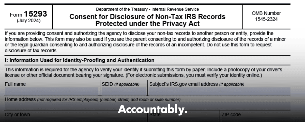 IRS Form 15293 - Consent for Disclosure of Non‑Tax IRS Records ...