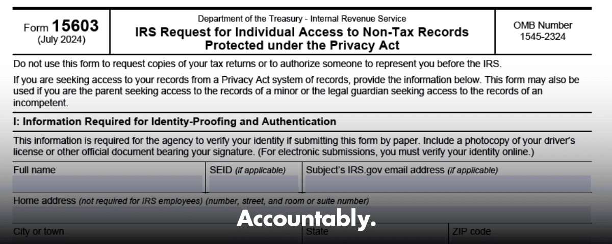 IRS Form 15603 - Non‑Tax Records Request Guide for the Privacy Act ...