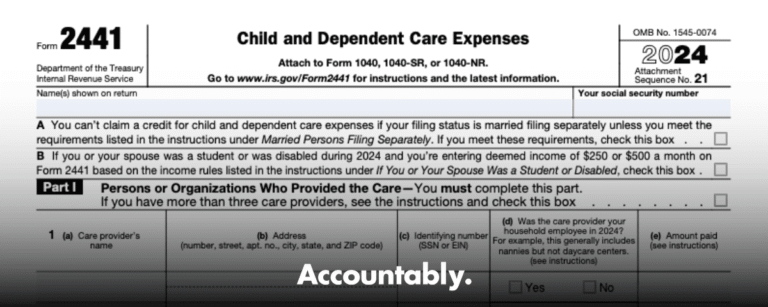 Form 2441 - Instructions, Claim the Child and Dependent Care Credit ...