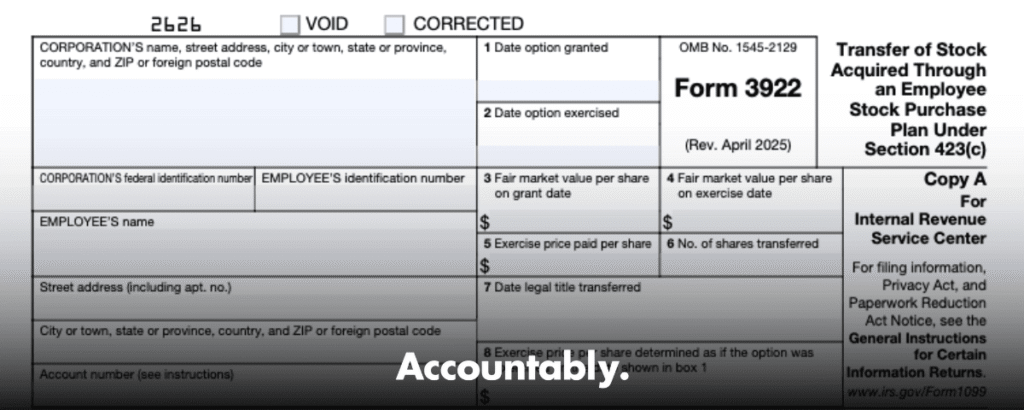 Form 3922 - ESPP Basis, Holding Period & 1099‑B Corrections – Accountably.com