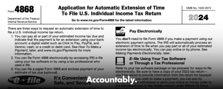 Form 4868 - IRS Tax Extension 2025 Guide to Filing – Accountably.com