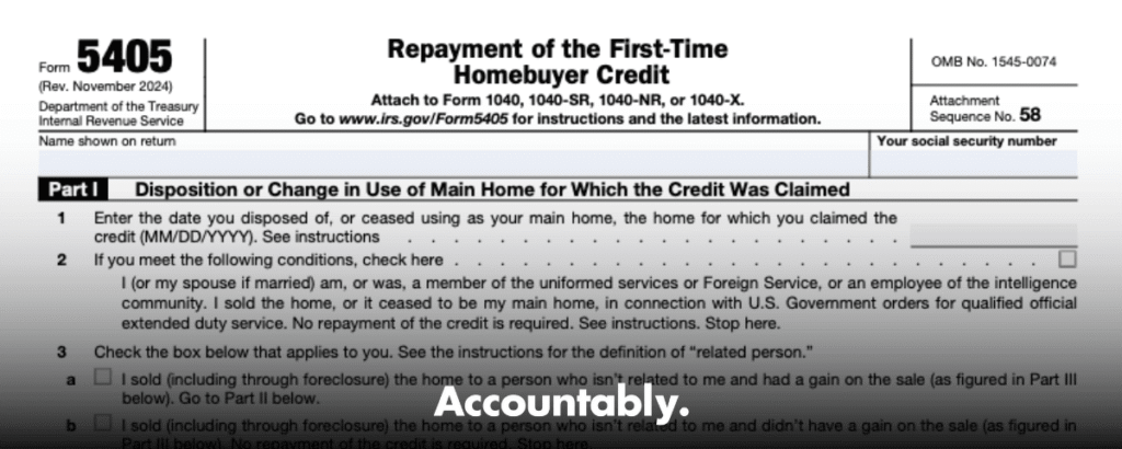 Form 5405 - First-Time Homebuyer Credit Repayment Guide – Accountably.com