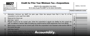 Form 8827 - Credit for Prior Year Minimum Tax, page reviewed January 21 ...