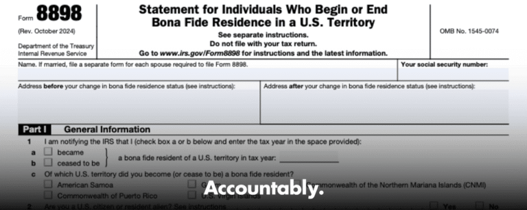 Form 8898 - Guide to Bona Fide Residency, Filing Rules & Penalty ...