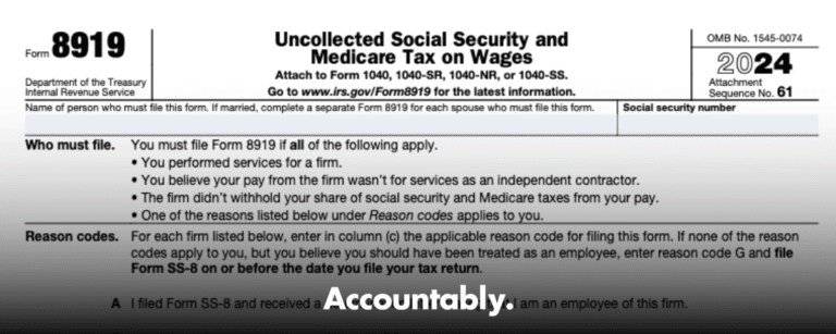 Form 8919 - Misclassified Employee Filing Guide and Codes – Accountably.com