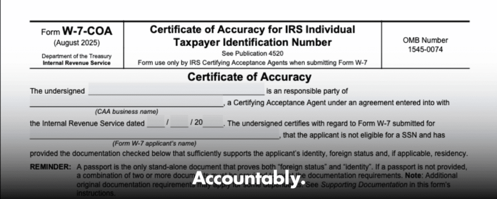 Form W-7 (COA) - Certificate of Accuracy Guide for CAAs – Accountably.com