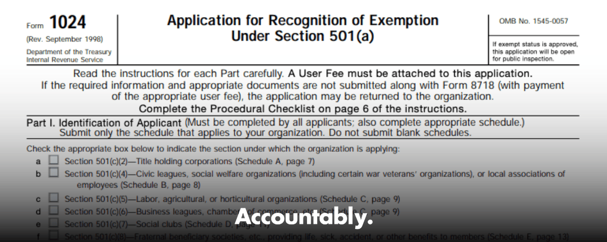 IRS Form 1024 - 501(a) Exemption Filing Guide on Pay.gov – Accountably.com