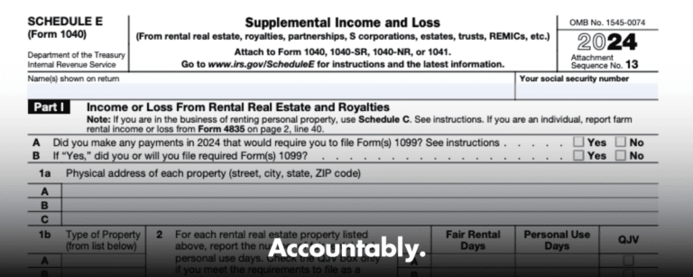 Form 1040 Schedule E - Rentals, K‑1s, Loss Limits Guide – Accountably.com