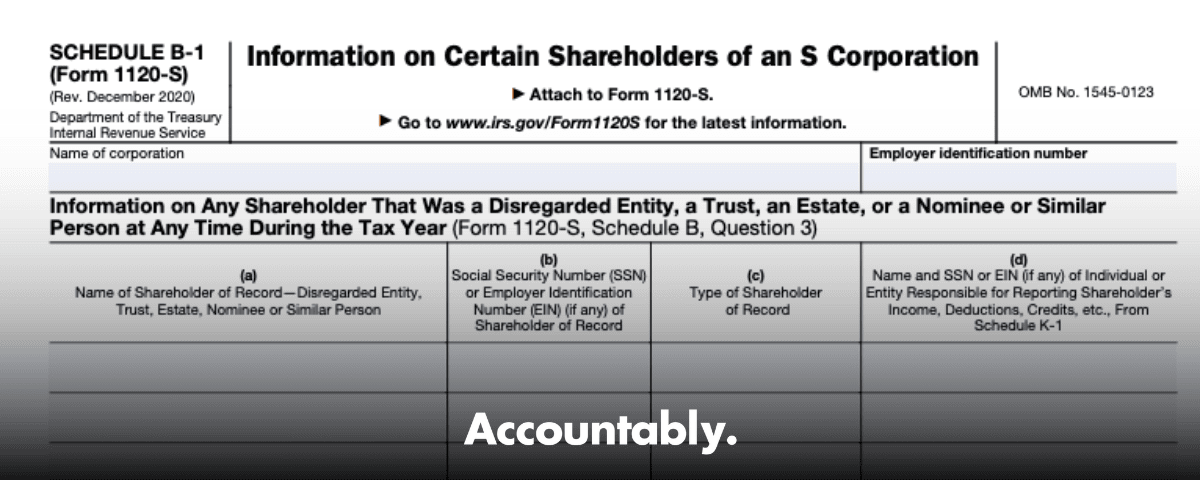 Form 1120‑S (Schedule B‑1) - When Required, How to Complete and Attach ...