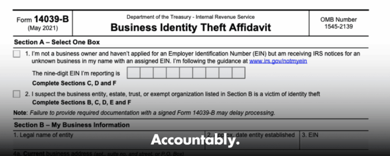 IRS Form 14039-B - Business Identity Theft Affidavit Guide ...