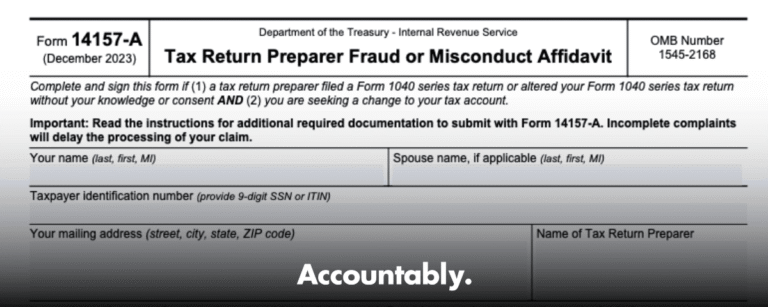Form 14157-A - Affidavit Report Tax Preparer Fraud to the IRS ...