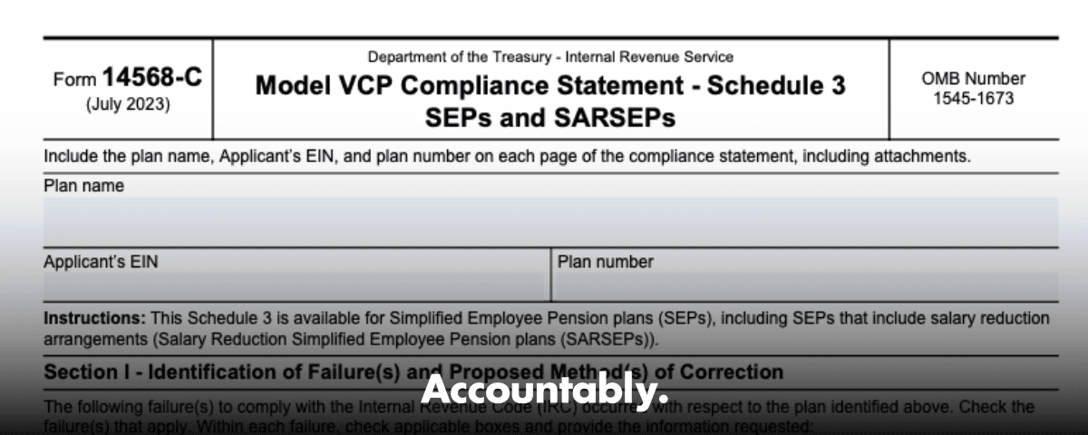 Form 14568‑C - SEP & SARSEP VCP Corrections Guide – Accountably.com