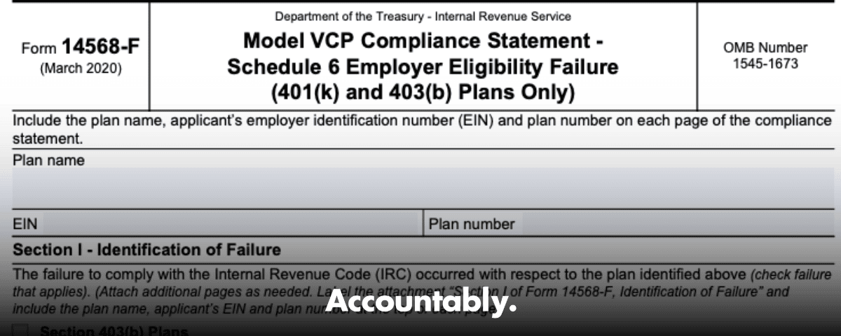 Form 14568-F - Schedule 6 VCP Guide to Fix Employer Eligibility ...