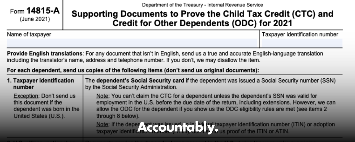 Form 14815-A - Child Tax Credit Documentation Guide – Accountably.com