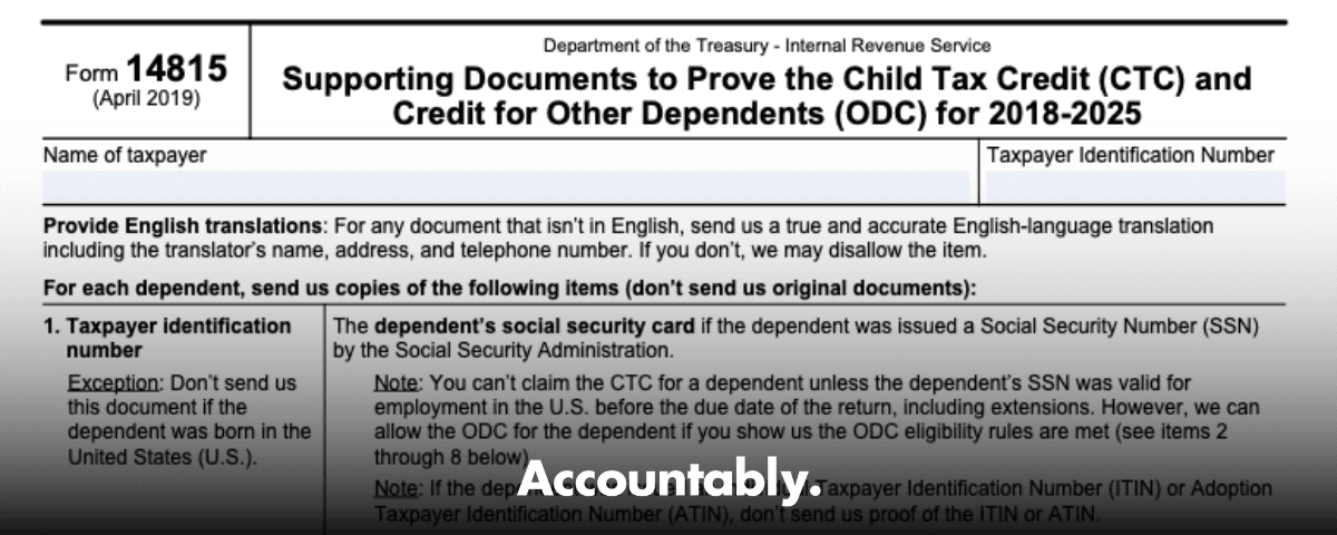 Form 14815 - CTC and ODC Supporting Documents – Accountably.com