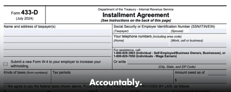 IRS Form 433-D - Direct Debit Installment Agreement Guide – Accountably.com
