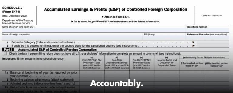 Form 5471 Schedule J - practical guide to PTEP and E&P – Accountably.com