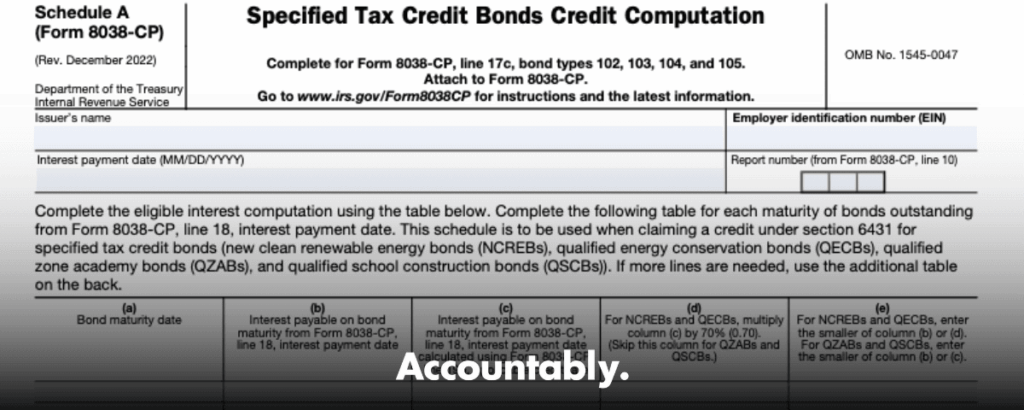 Form 8038‑CP Schedule A - Filing, Credit Rates, Deadlines – Accountably.com