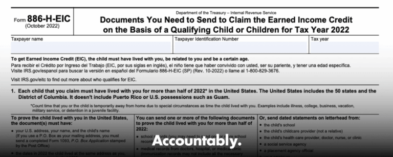 Form 886-H-EIC - Prove Your Qualifying Child for EITC – Accountably.com