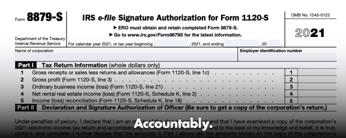 Form 8879-S - 1120-S e-File PIN Guide, Now 8879-CORP – Accountably.com