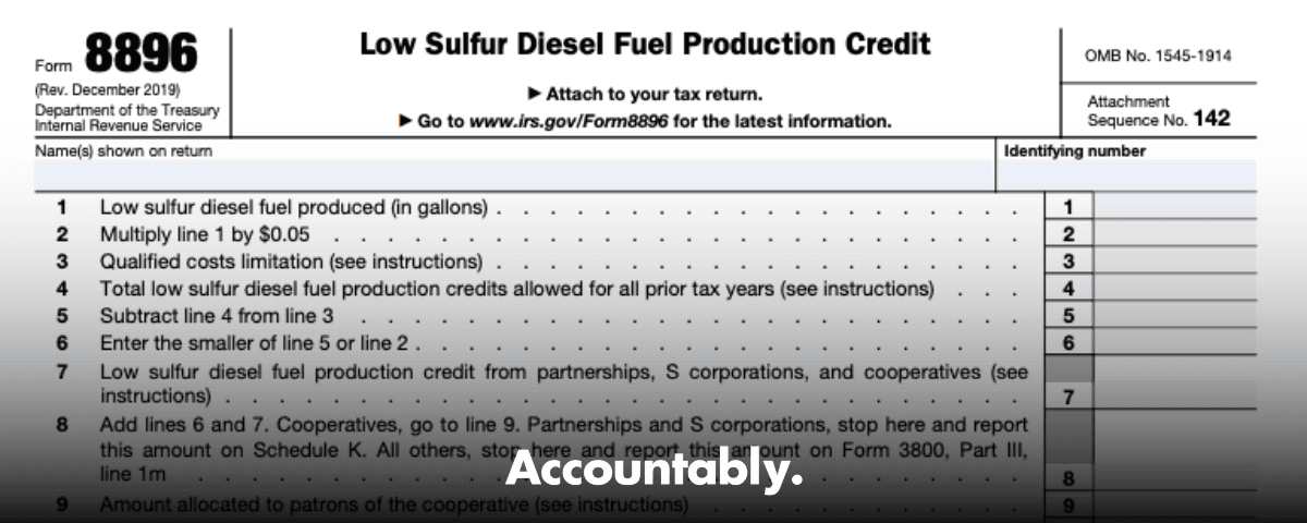 Form 8896 - Low Sulfur Diesel Fuel Credit Guide – Accountably.com