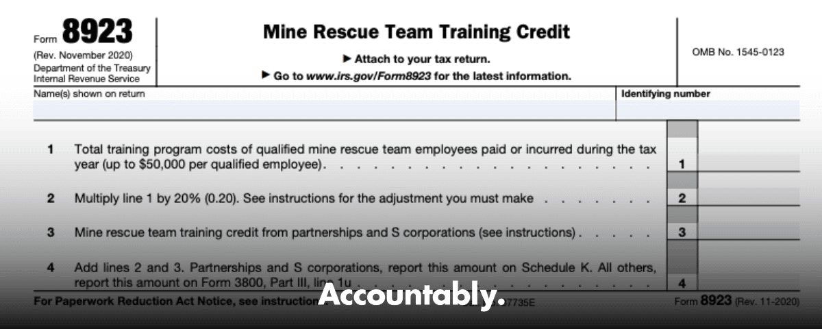 Form 8923 - Mine Rescue Team Training Credit Guide – Accountably.com