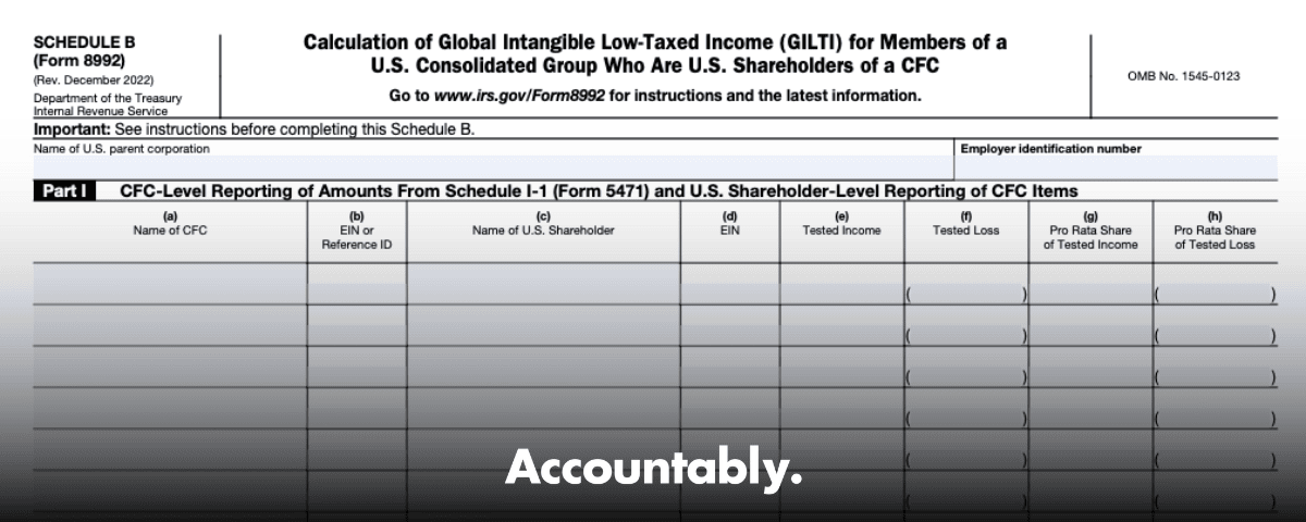 Form 8992 Schedule B - Complete GILTI Handbook for Consolidated Groups ...
