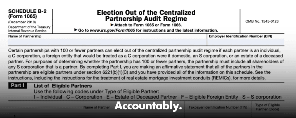 Form 1065 (Schedule B‑2) - Elect Out of BBA Audits, 2026 Guide ...