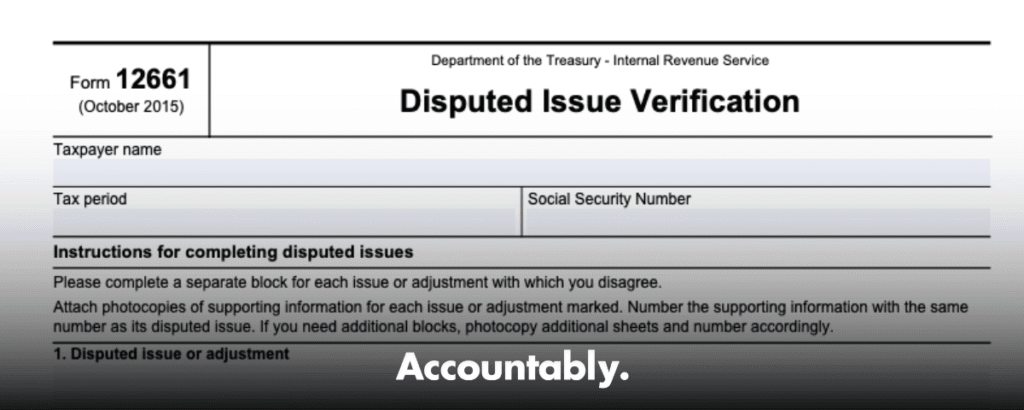 Form 12661 - IRS Audit Reconsideration for Disputing Form 4549 ...