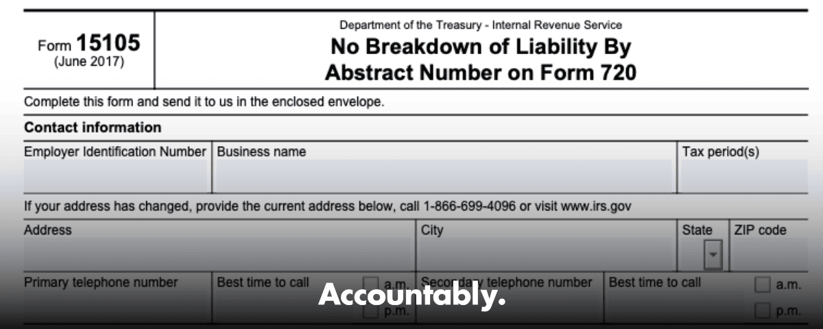 Form 15105 - CP183 Guide for Form 720 Abstract Numbers – Accountably.com