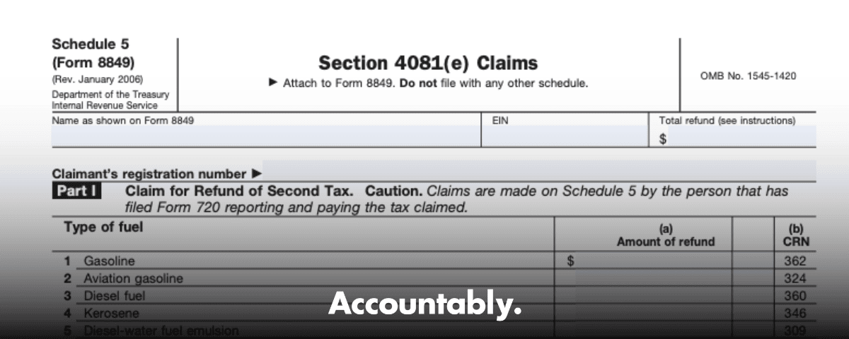 Form 8849 Schedule 5 - Instructions Claim a §4081(e) Duplicate Fuel Tax ...