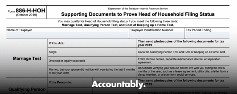 Form 886-H-HOH - Prove Head of Household Status to the IRS ...