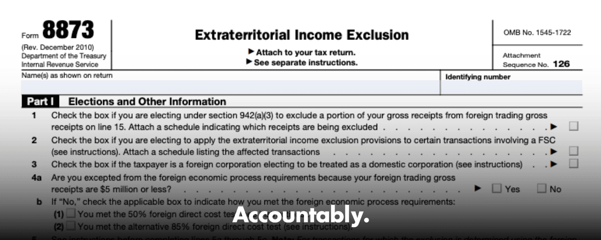 Form 8873 - Extraterritorial Income Exclusion, PDF & Instructions ...