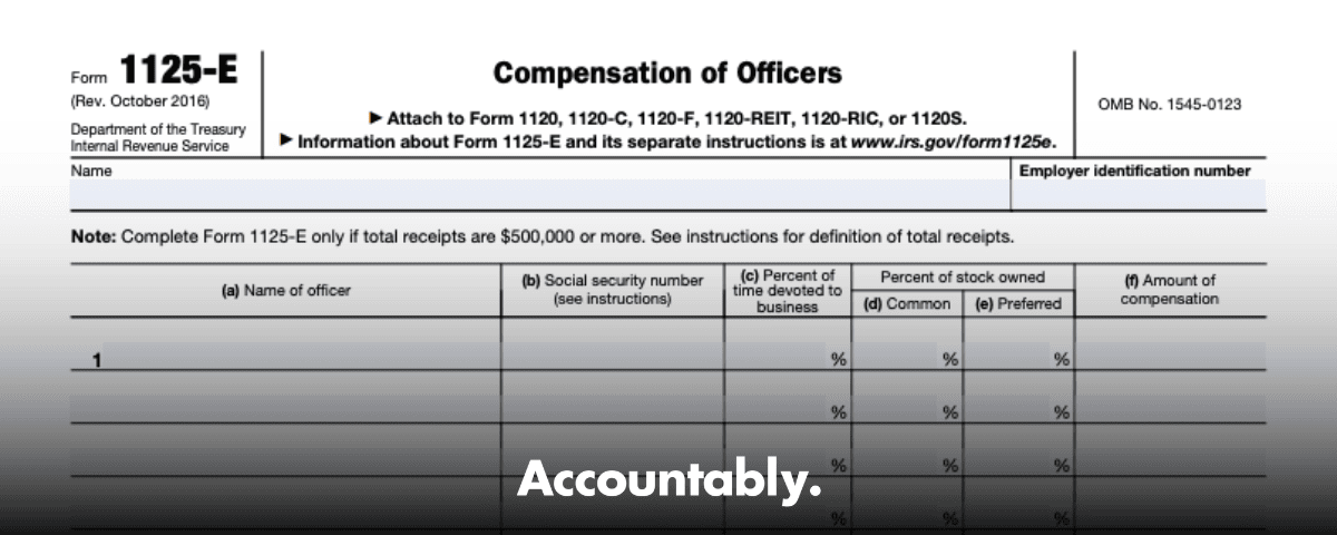 Form 1125‑E - Total Receipts Test and Officer Compensation ...